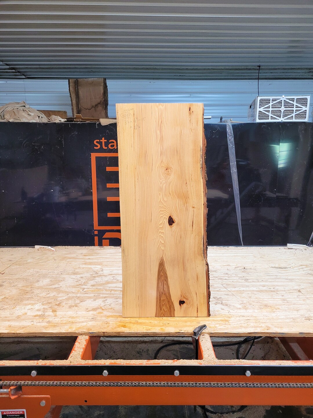Hickory Wood Slab. 37 X 14.5-15 X 1 1/16. Live-edge, Multi-figured Slab ...