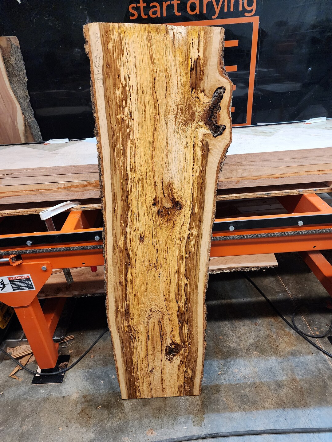 Spalted White Oak Wood Slab. 57'X 17 - 14" X 15/16" Live Edge, Multi ...