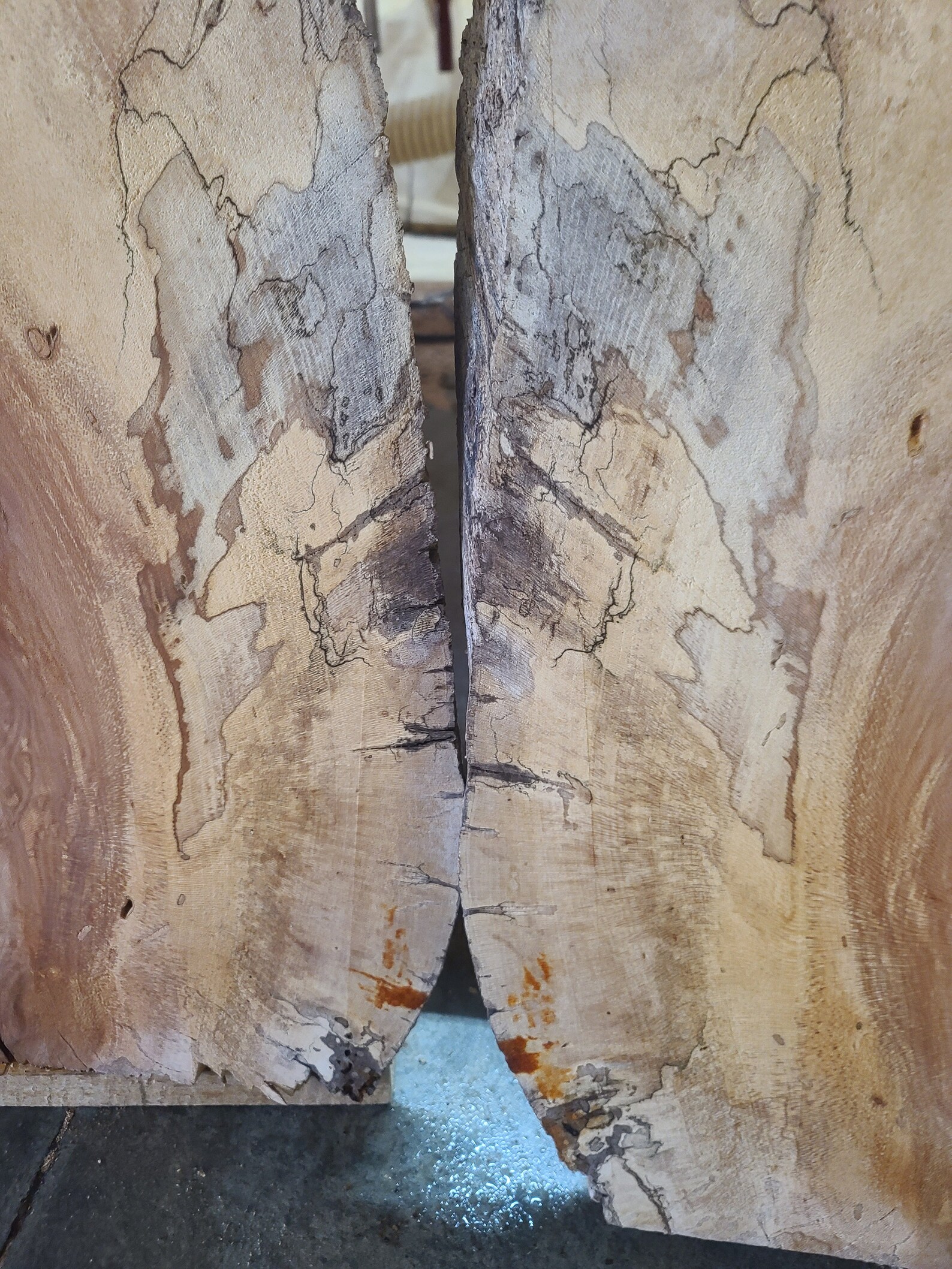 Book-matched Spalted Live Edge Sycamore Wood Slabs. Kiln Dried. (36"x28 ...