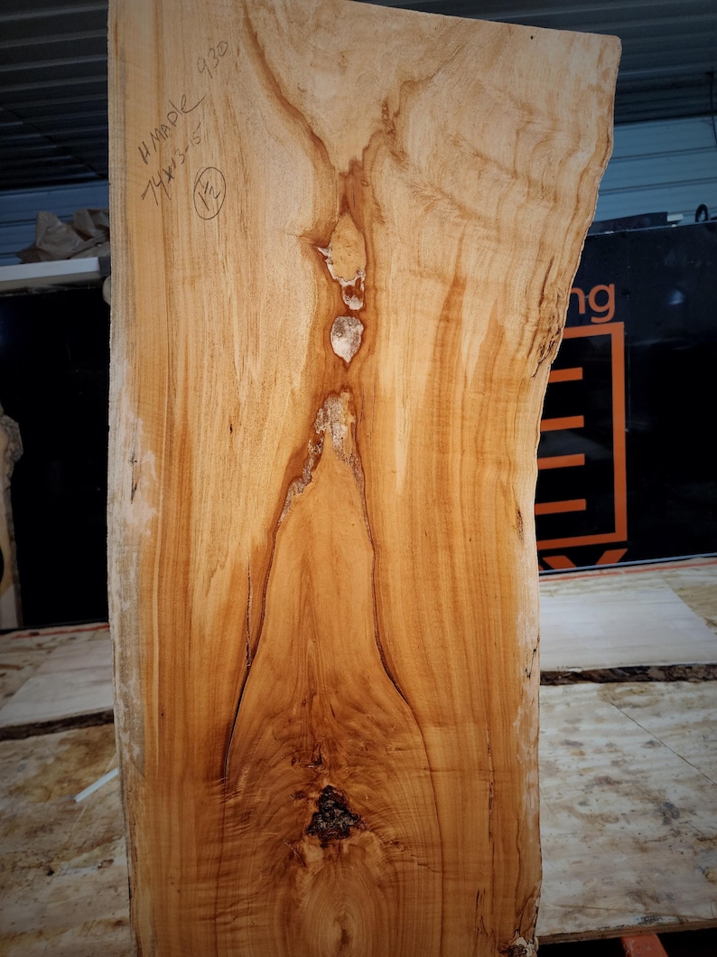 Live Edge Hard Maple Wood Slab. Multi-figured, Planed, Kiln Dried. (74"x13-15"x1.5") - Etsy