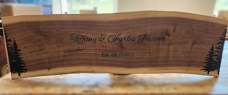 Custom Live Edge Wedding Sign | Carved With Names | Cozy Farmhouse ...