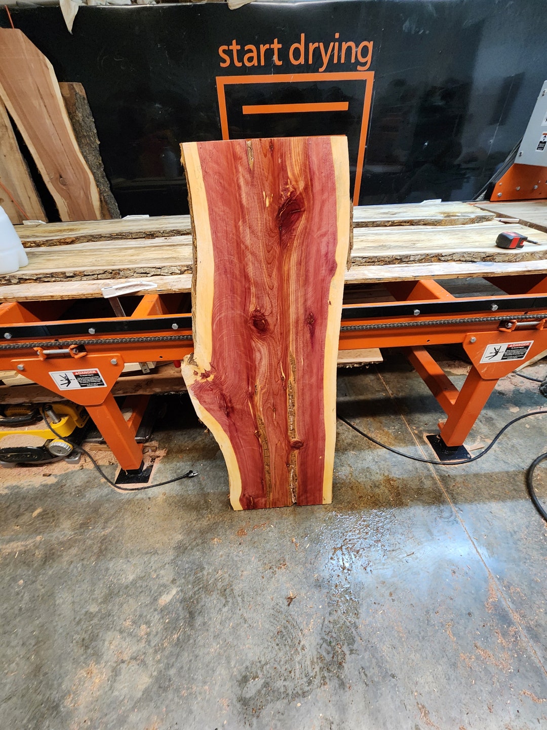 Cedar Slab. 49 X 19-17 X 1 3/8 Live-edge, Multi-figured Slab. Flattened ...