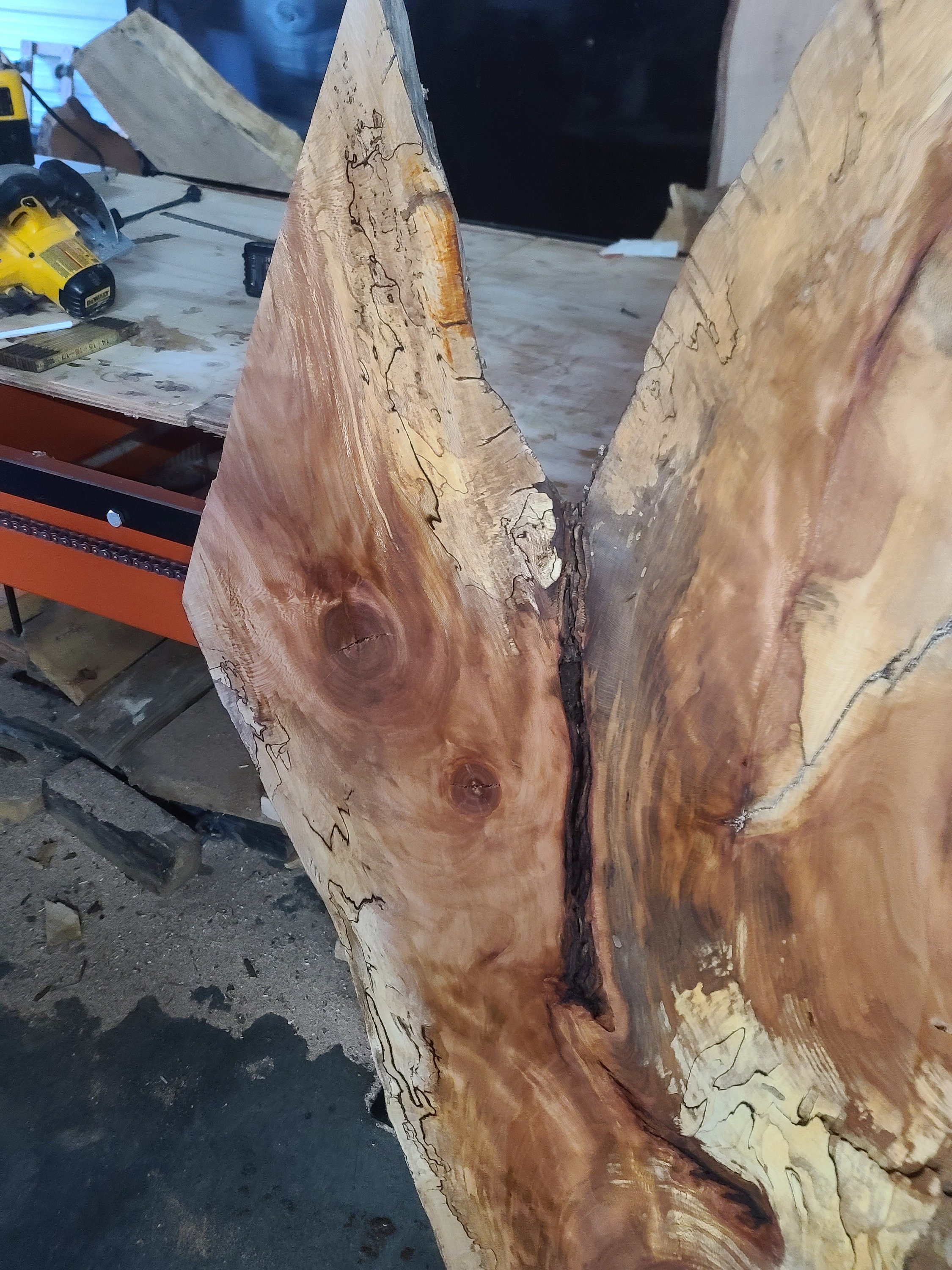 Spalted Sycamore Wood Slab. Multi-figured, Kiln Dried. (65"x39"x1 5/8 ...