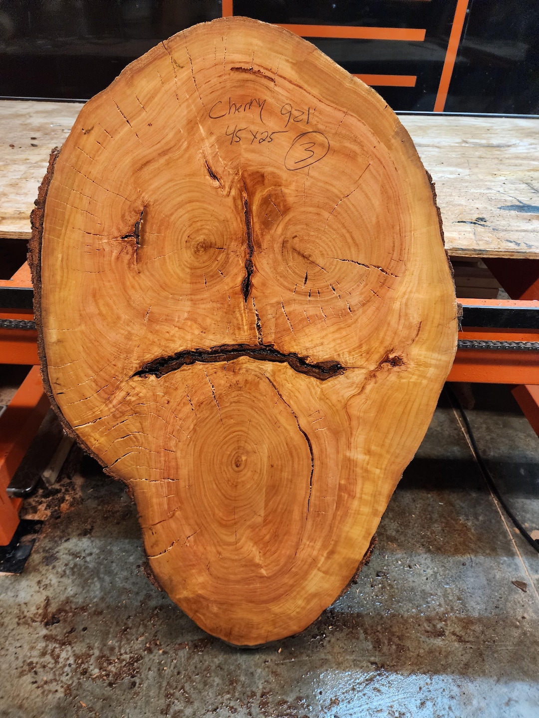 Cherry Live-edge Wood Slab | Cookie/round Slab | 45" X 25" X 3 ...