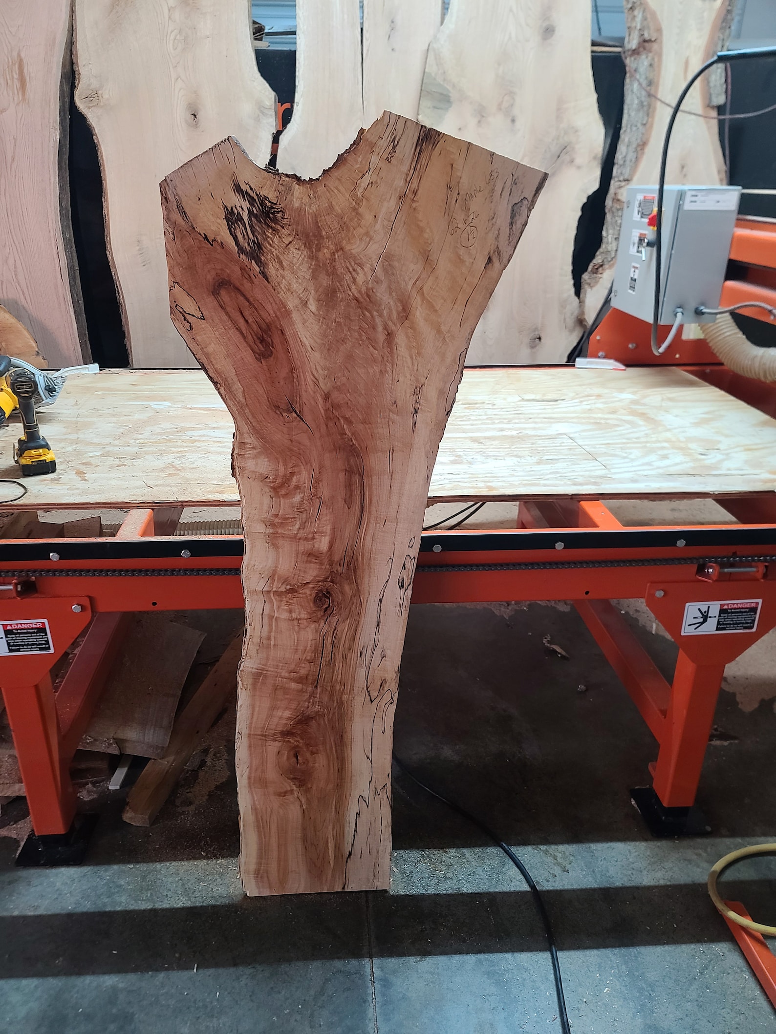 Hard Maple Wood Slab. 62"x 26 - 13" X 1 1/2" Live Edge Multi Figured ...