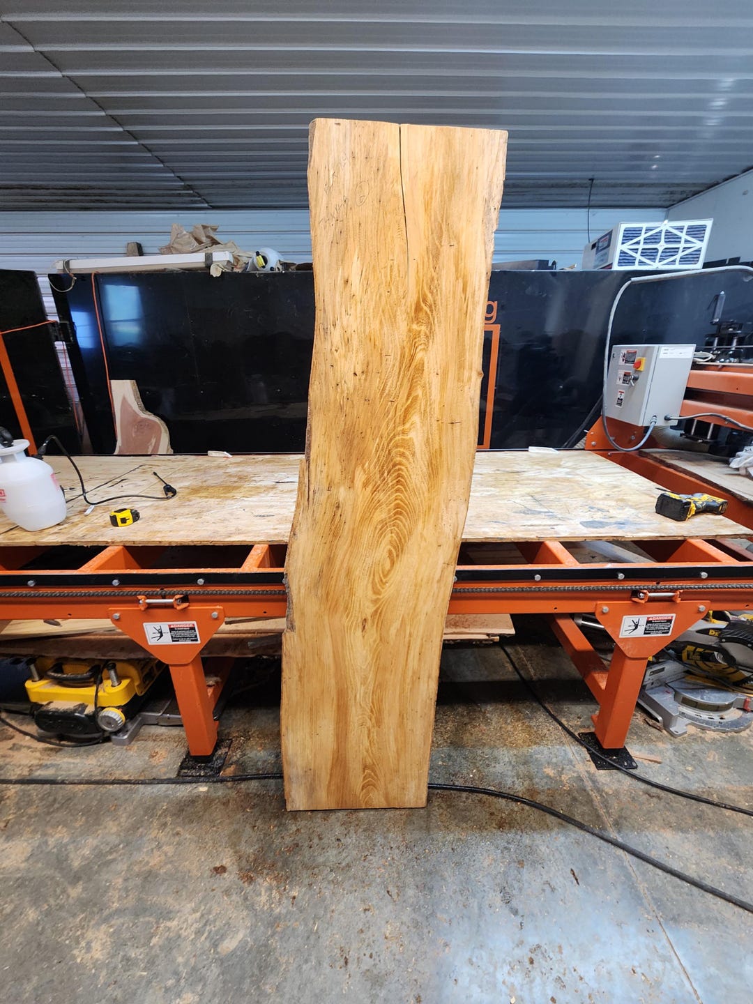 Elm Wood Slab. 74" X 19 - 18" X 2 ". Live-edge. Multi-figured ...