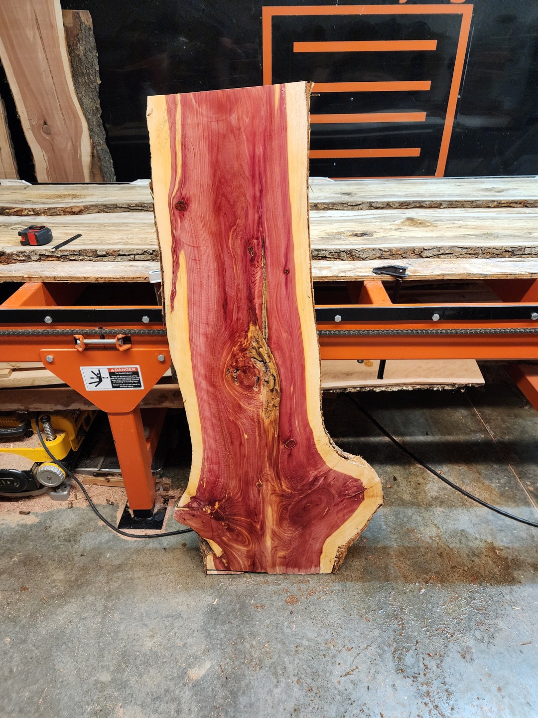 Cedar Wood Slab. 52" X 23-14" X 1 3/8" Live-edge, Multi-figured Slab ...