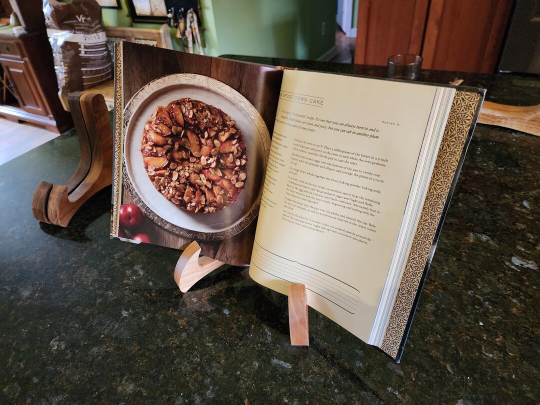 Solid Wood Cookbook Stand | Rustic Tablet, Plate Display Easel - Etsy