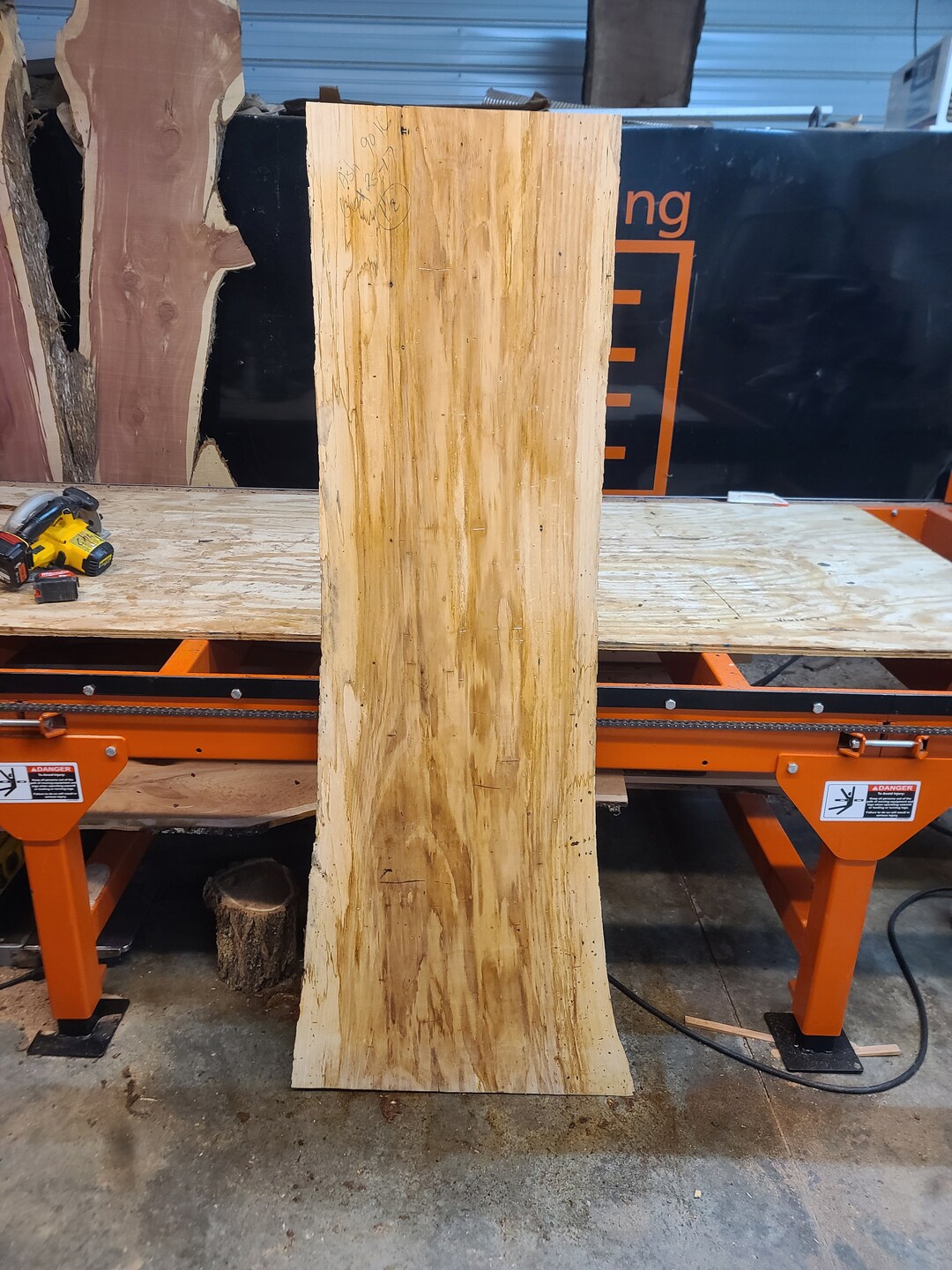 Spalted Hickory Wood Slab. 66" Long X 25-17" Wide X 1 1/2" Live-edge ...