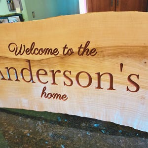 Wood Welcome Sign - Custom, Live Edge | Personalized Family Name ...