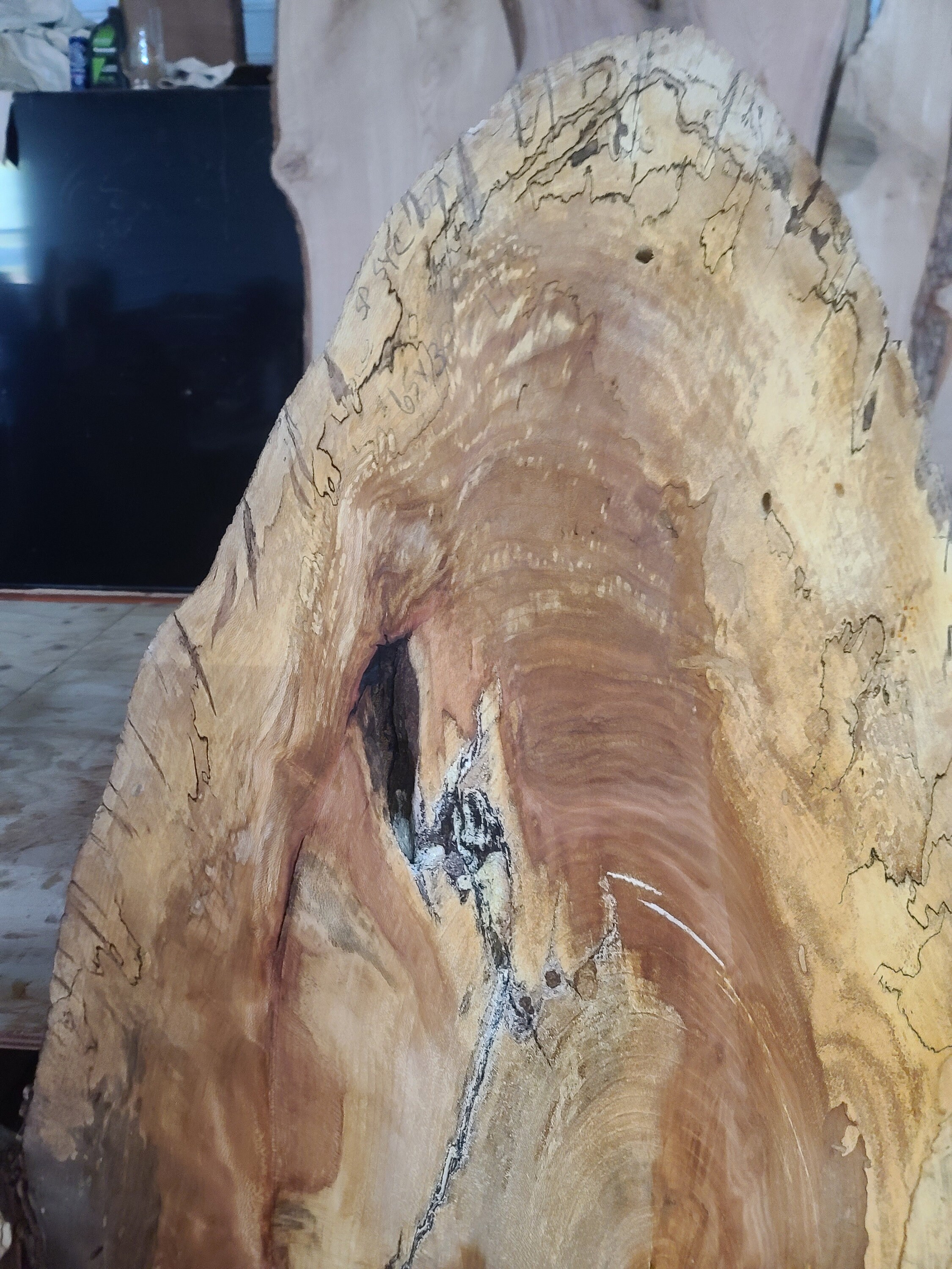 Spalted Sycamore Wood Slab. Multi-figured, Kiln Dried. (65"x39"x1 5/8 ...