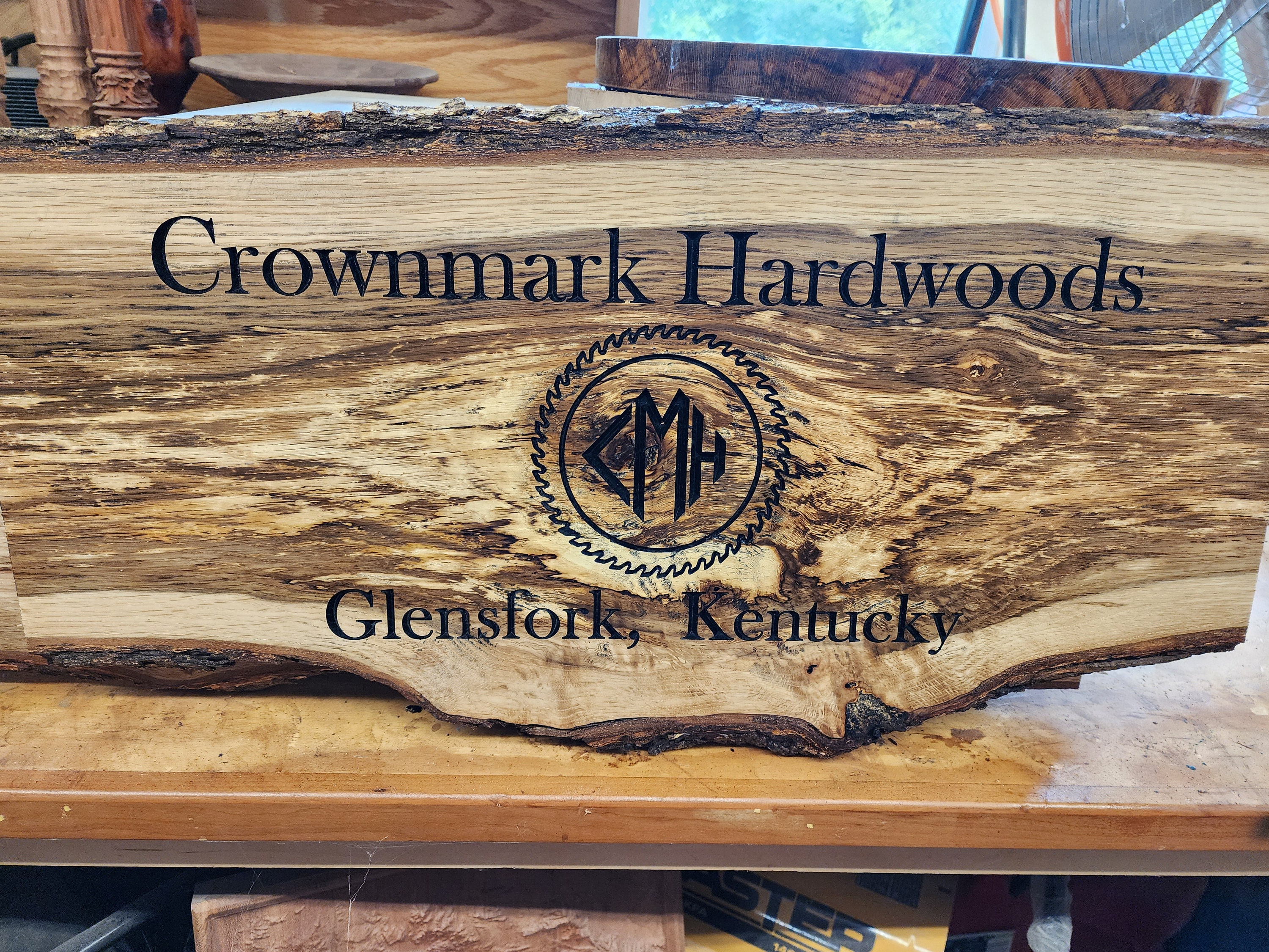 Custom Live Edge Wood Business Sign | Carved Logo | Natural Farmhouse ...