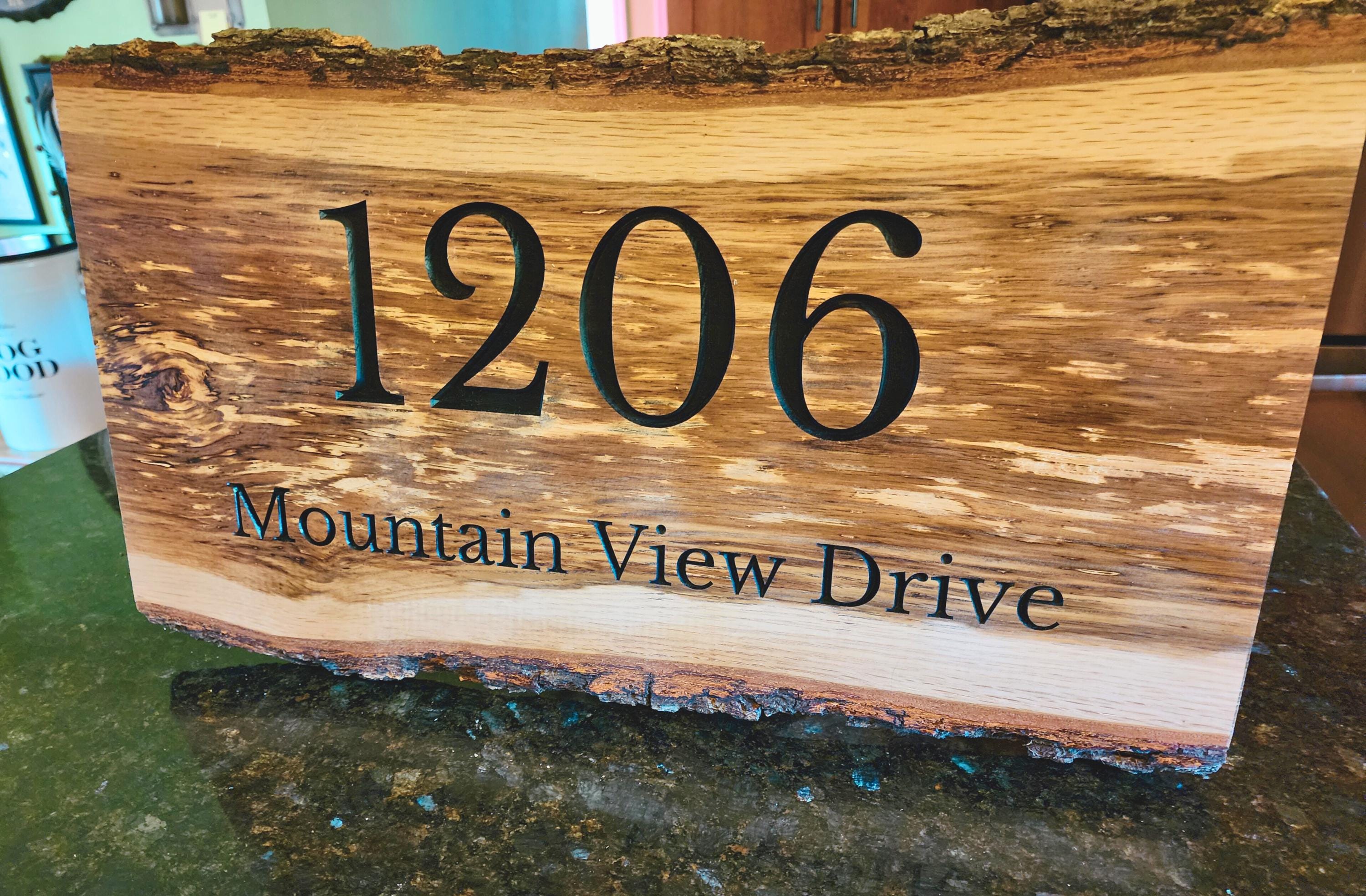 Custom Live Edge Wood Address Sign | Carved Street Address | Cozy ...