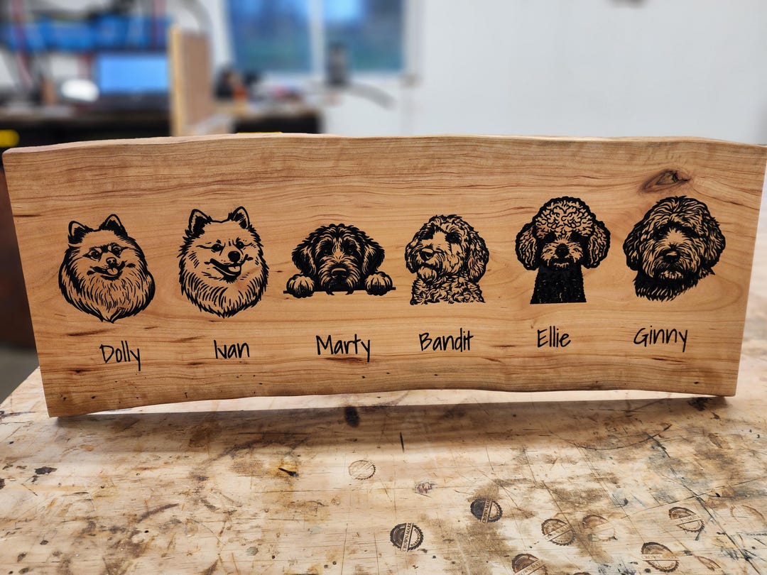 Live Edge Wood Dog Sign | Personalized Breed Picture | Natural Decor - Etsy