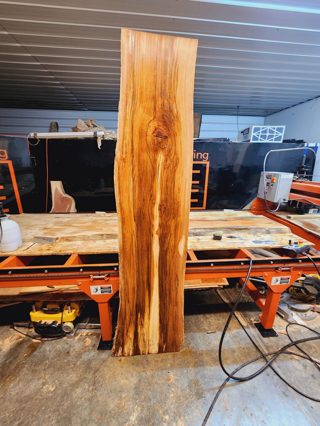 Spalted Red Oak Wood Slab. 90 " X 24 - 17" X 1 3/8 ". Live-edge. Multi ...