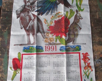 Vintage 1991 Tea Towel Calendar - Etsy