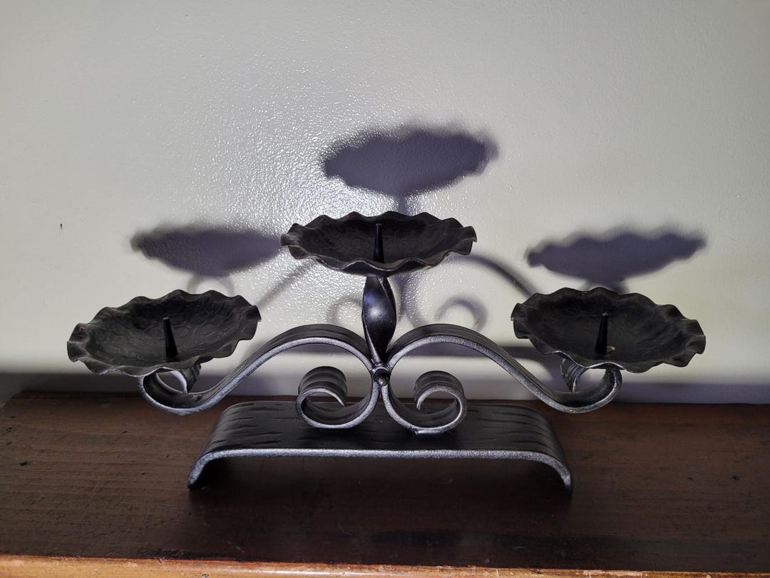 Vintage Tiered West Germany Heavy Cast Metal Iron Candelabra - Gothic ...