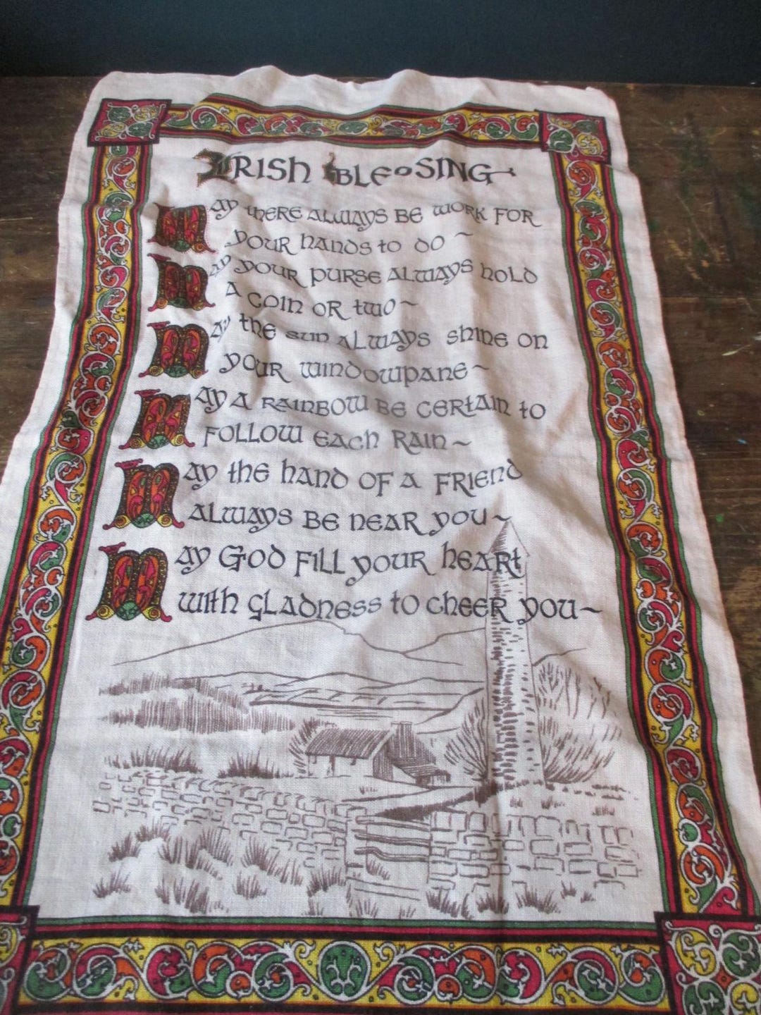 Vintage Irish Blessing Tea Towel - Linen - We Can All Use a Blessing ...