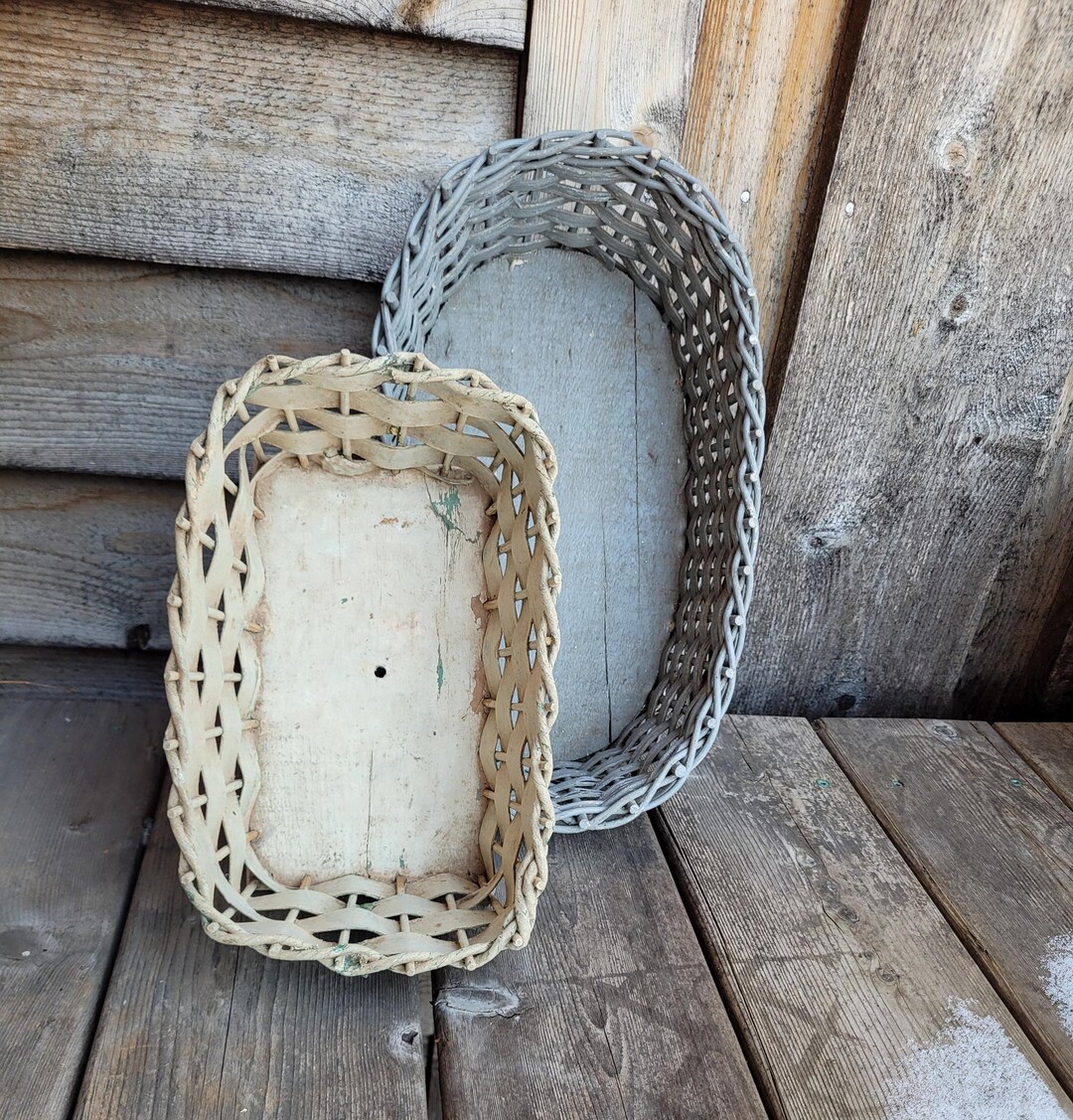 Vintage Woven Nesting Baskets: Rustic Farmhouse Storage, Pair - Etsy