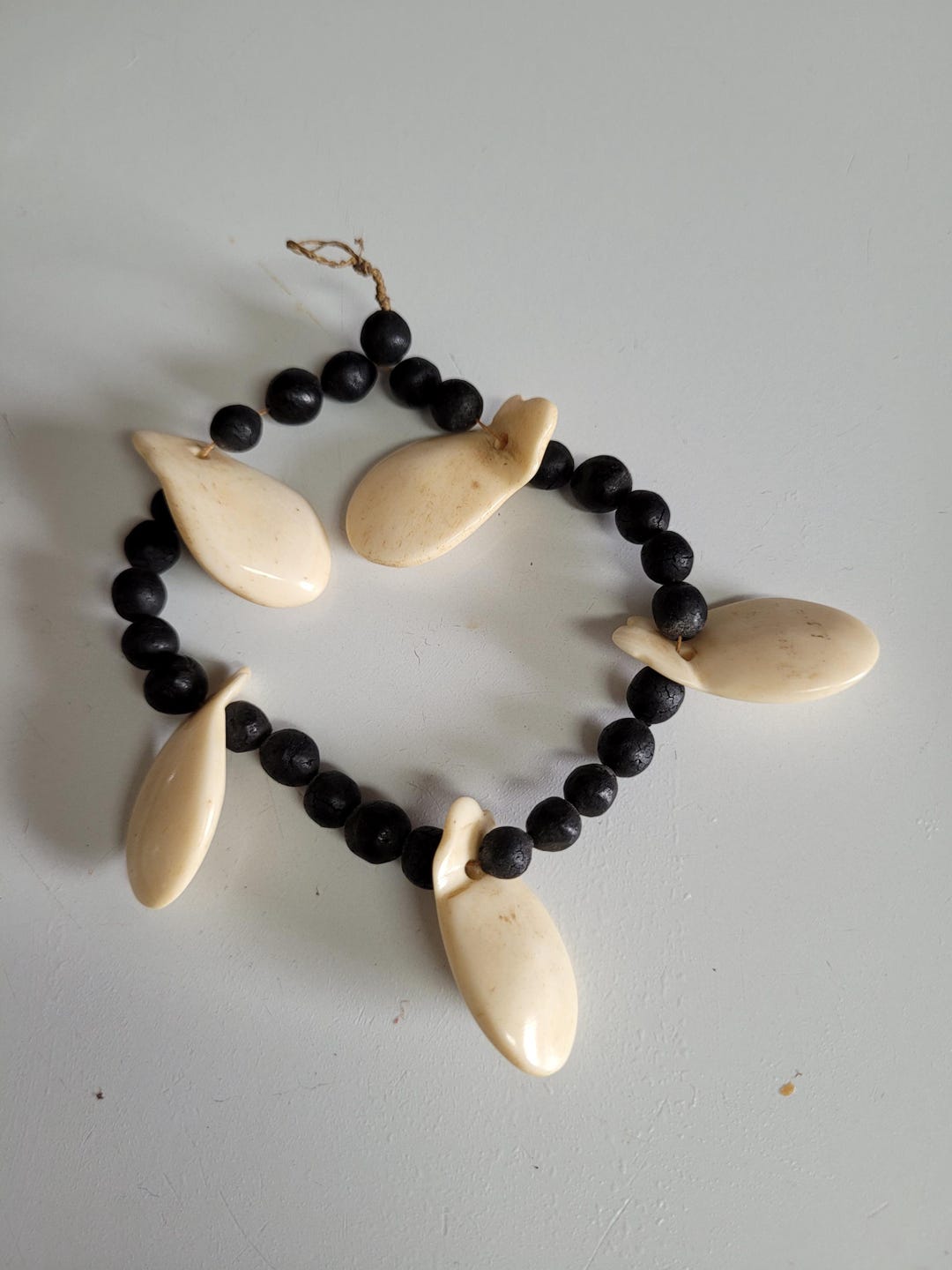 Antique N.W.T. Inuit Arm Band? Pendant Bone and Bead With Sinew ...
