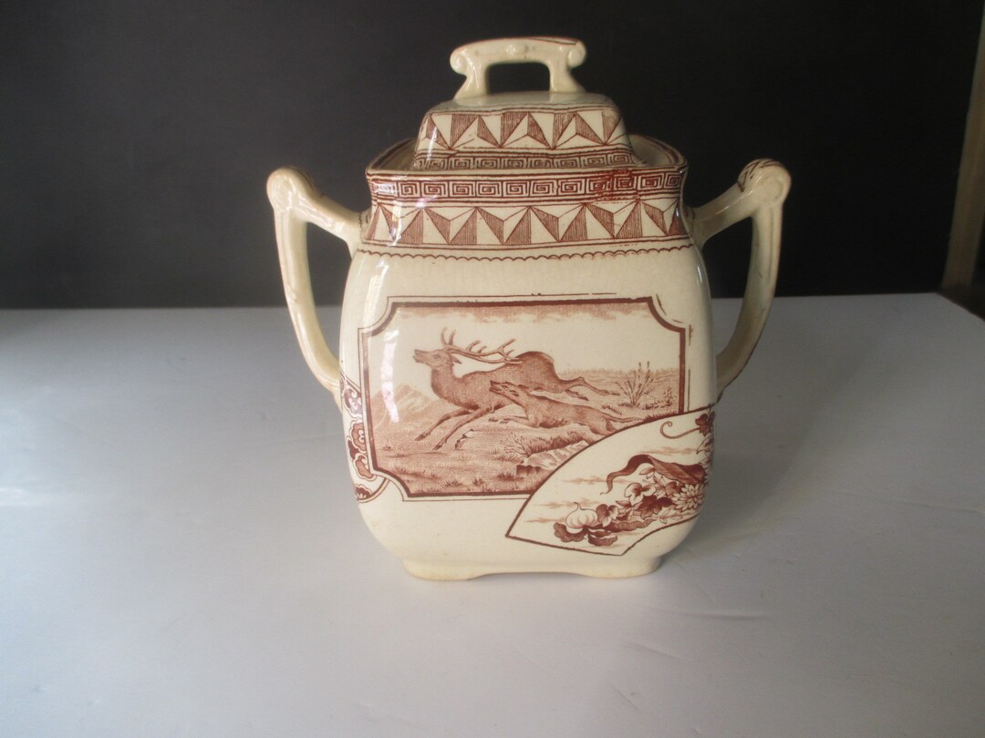 Antique Boxer Brothers Montreal Ginger / Tea /sugar Jar With Brown ...