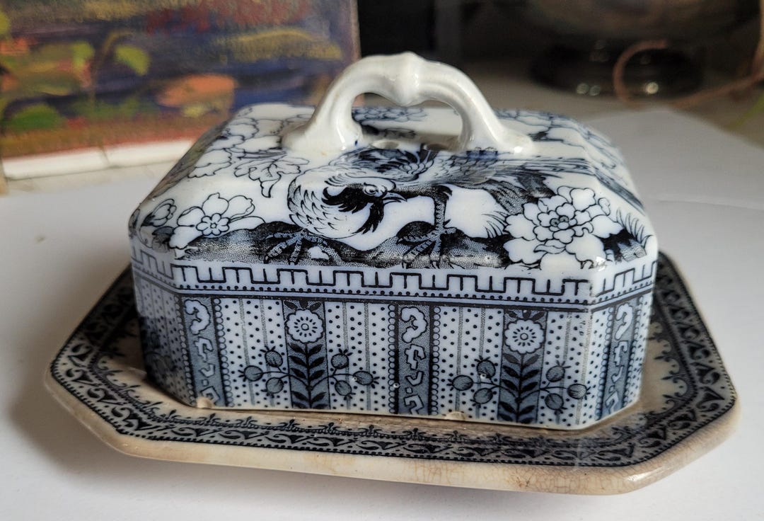 Beautiful Pattern Transferware Butter Dish - Losol Ware Keeling & Co ...