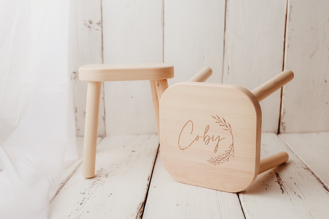 Personalised Children’s Stool | Engraved Wooden Kids Chair | Nursery ...