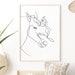 Horse Poster and His Accomplice Rider, Minimalist Wall Decoration Line ...