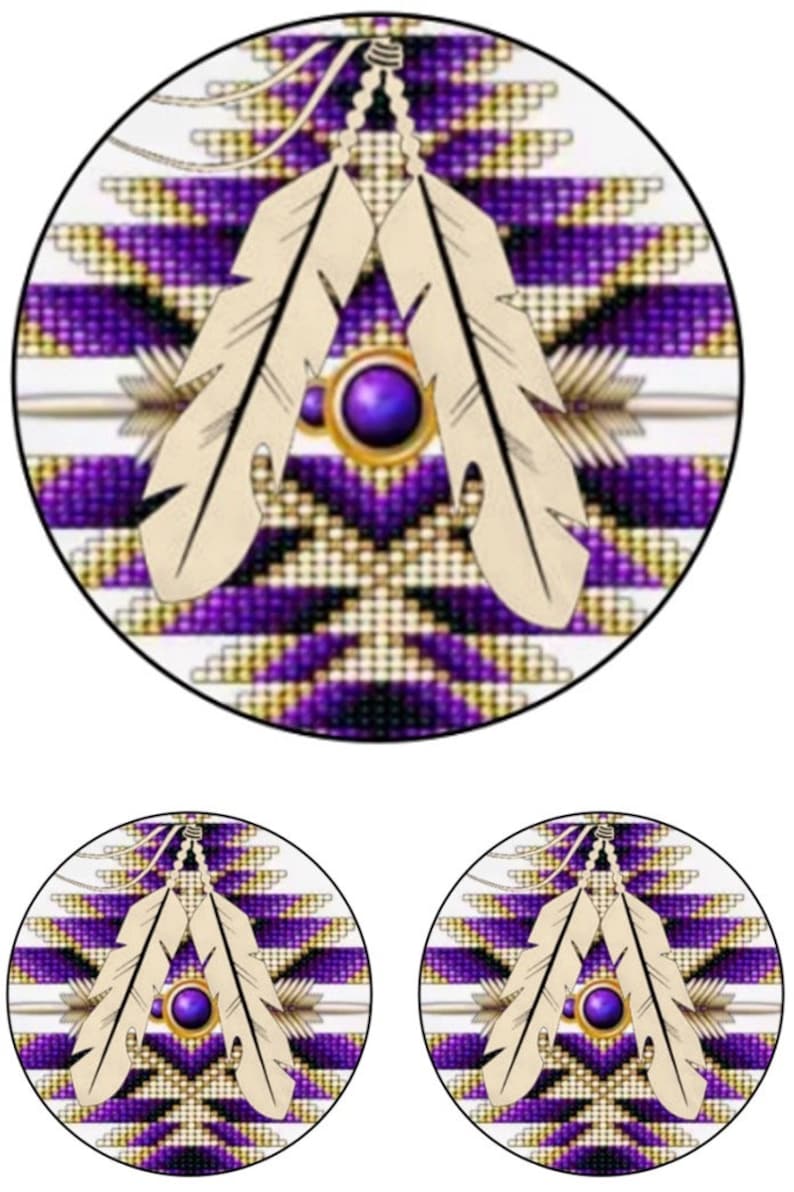 Tan/purple 2 Feather Design - Etsy