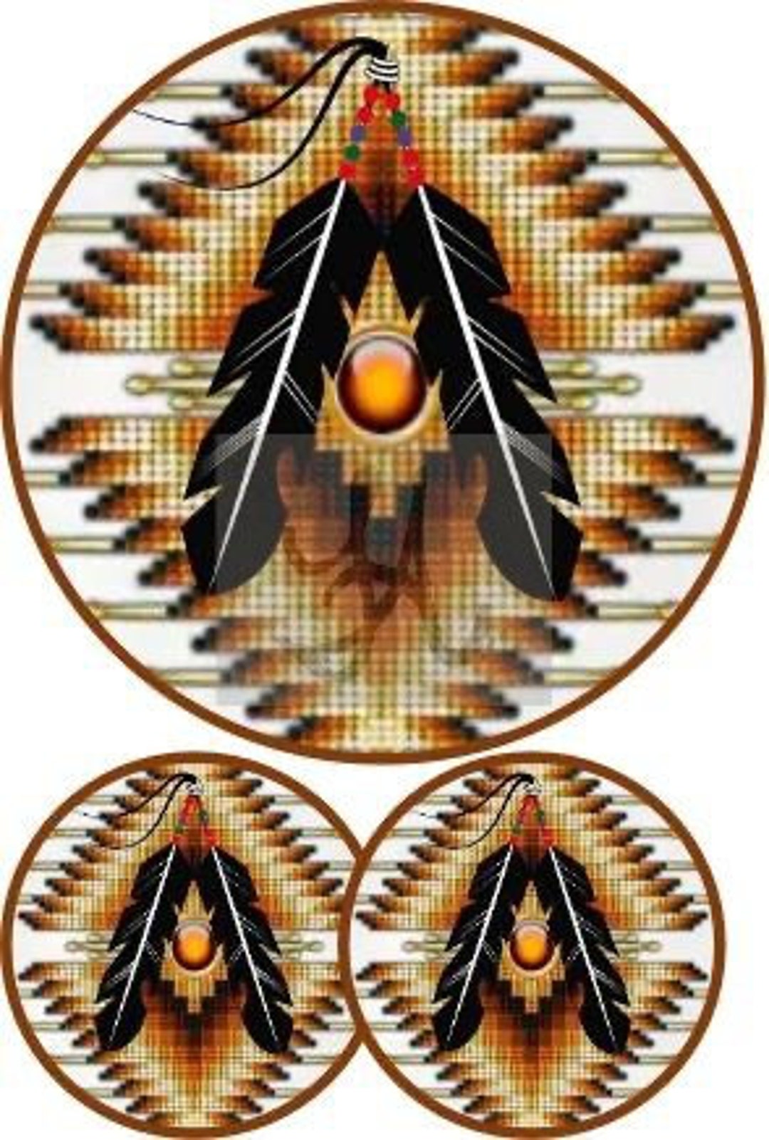 Tan and Orange 2 Feather Design - Etsy