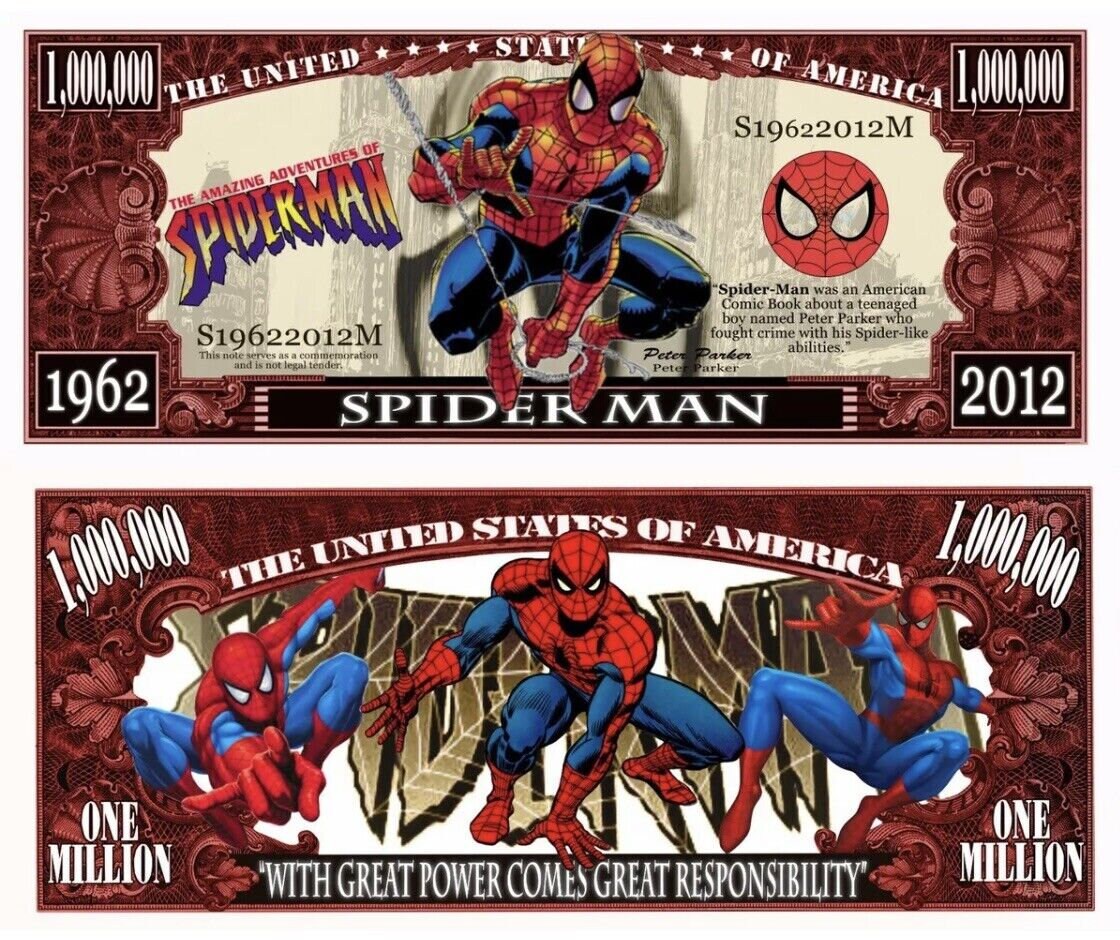 Spiderman Million Dollar Bill Play Funny Money Novelty Note - Etsy