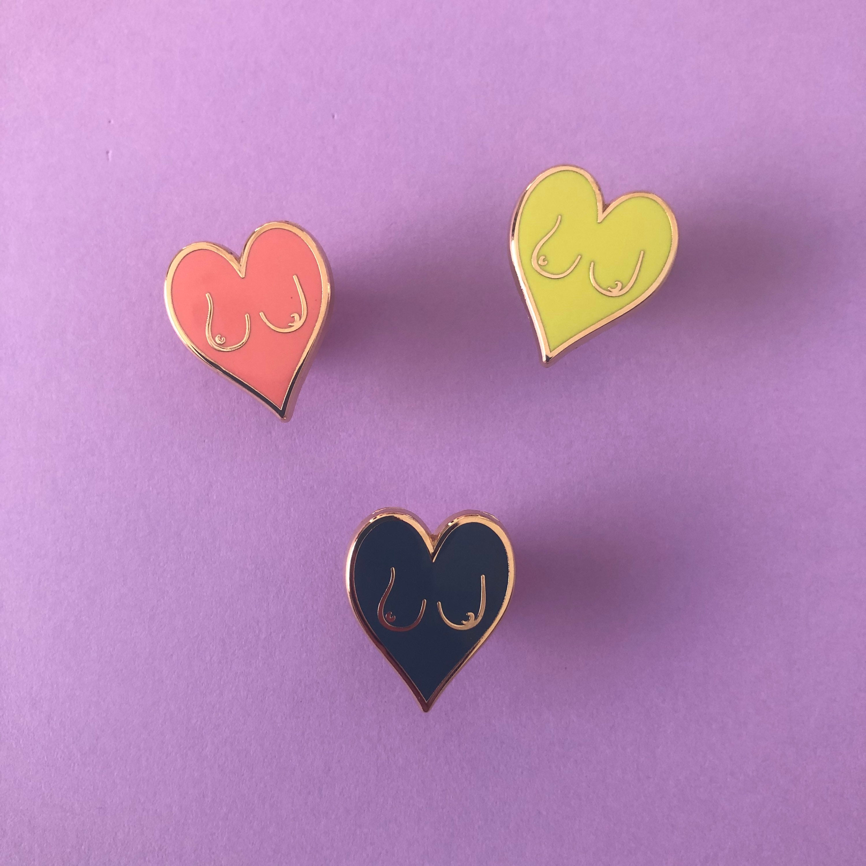 Boobs Pin Badge Breast Pin Tits Enamel Pin Gold Boobs Pin Etsy