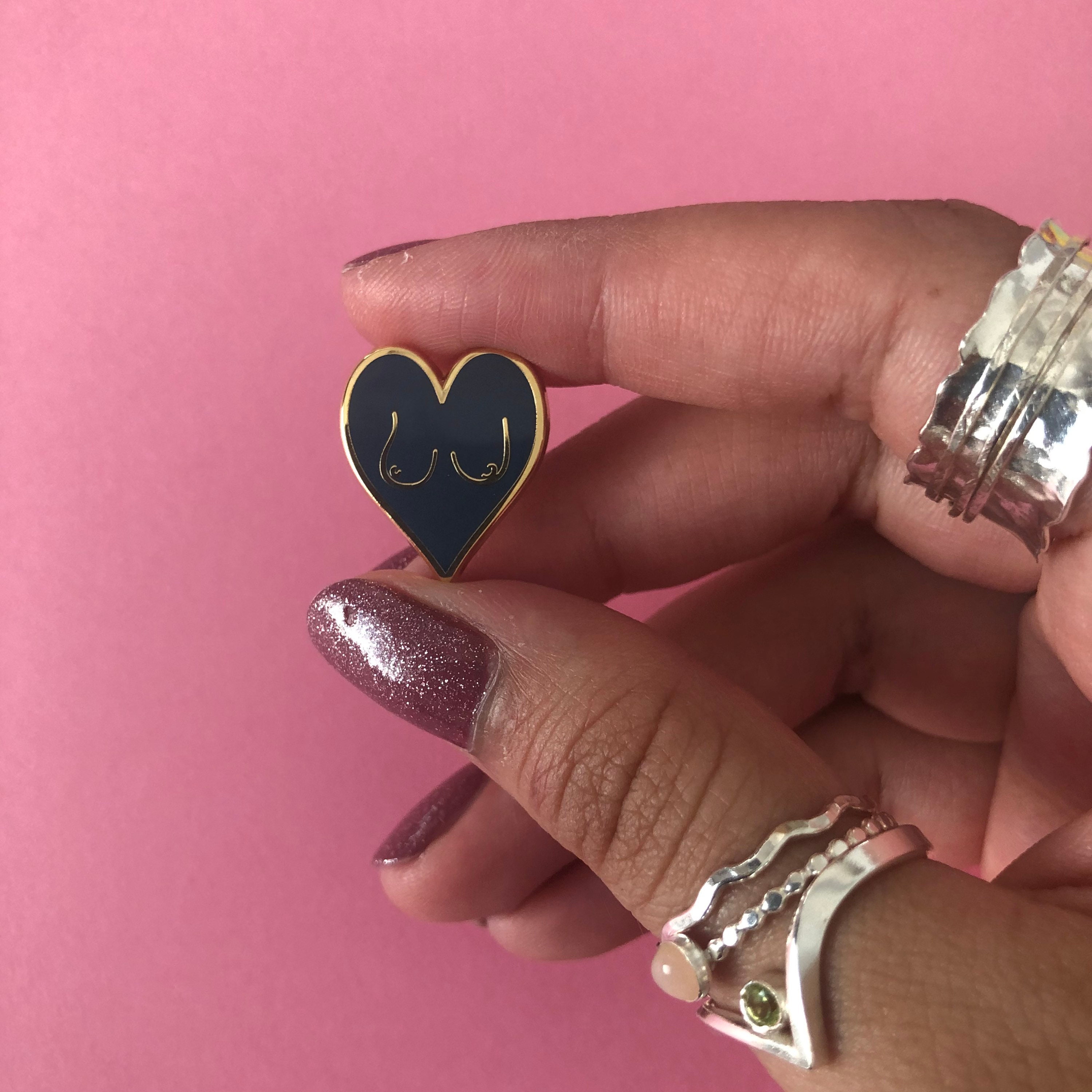 Boobs Pin Badge Breast Pin Tits Enamel Pin Gold Boobs Pin Etsy