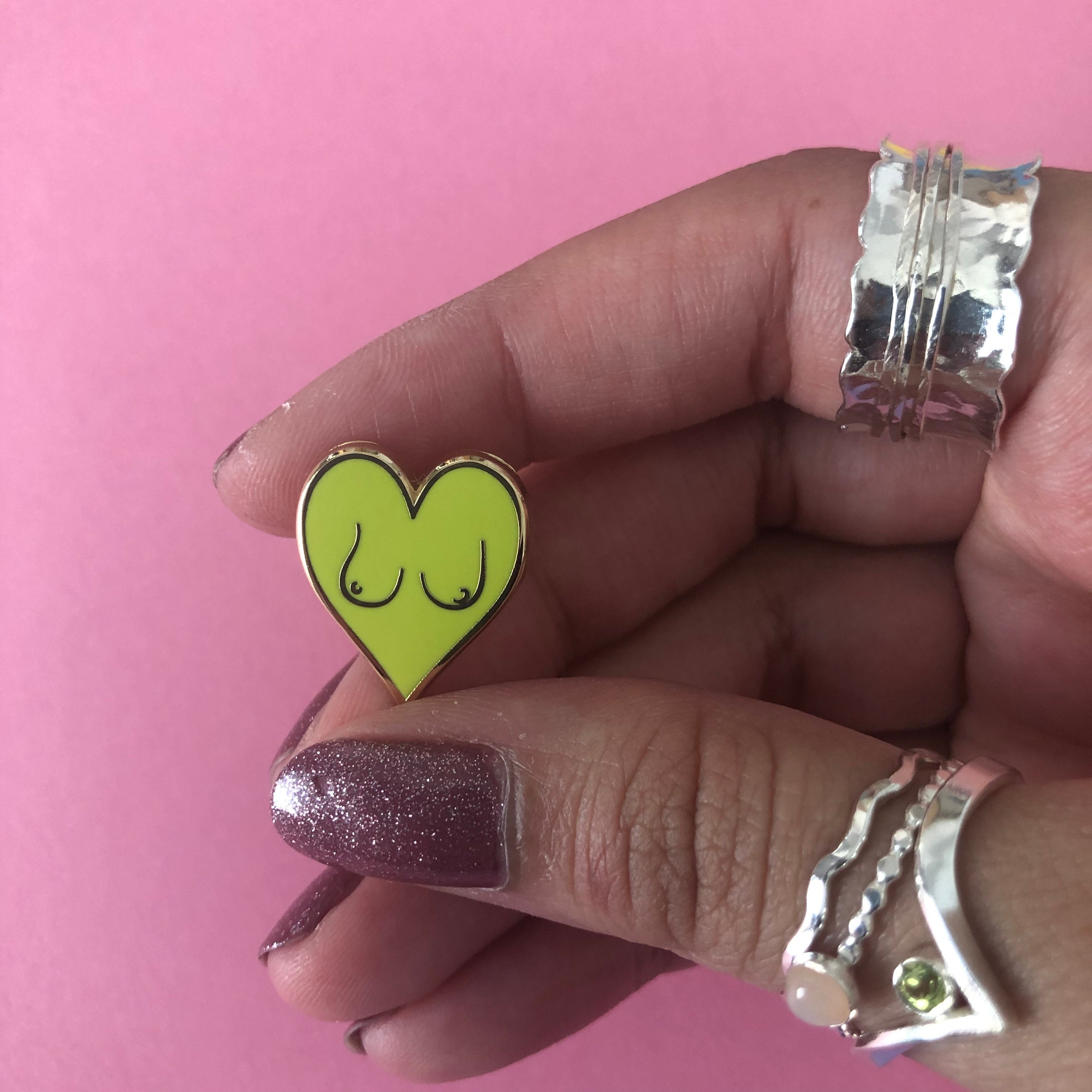 Boobs Pin Badge Breast Pin Tits Enamel Pin Gold Boobs Pin - Etsy