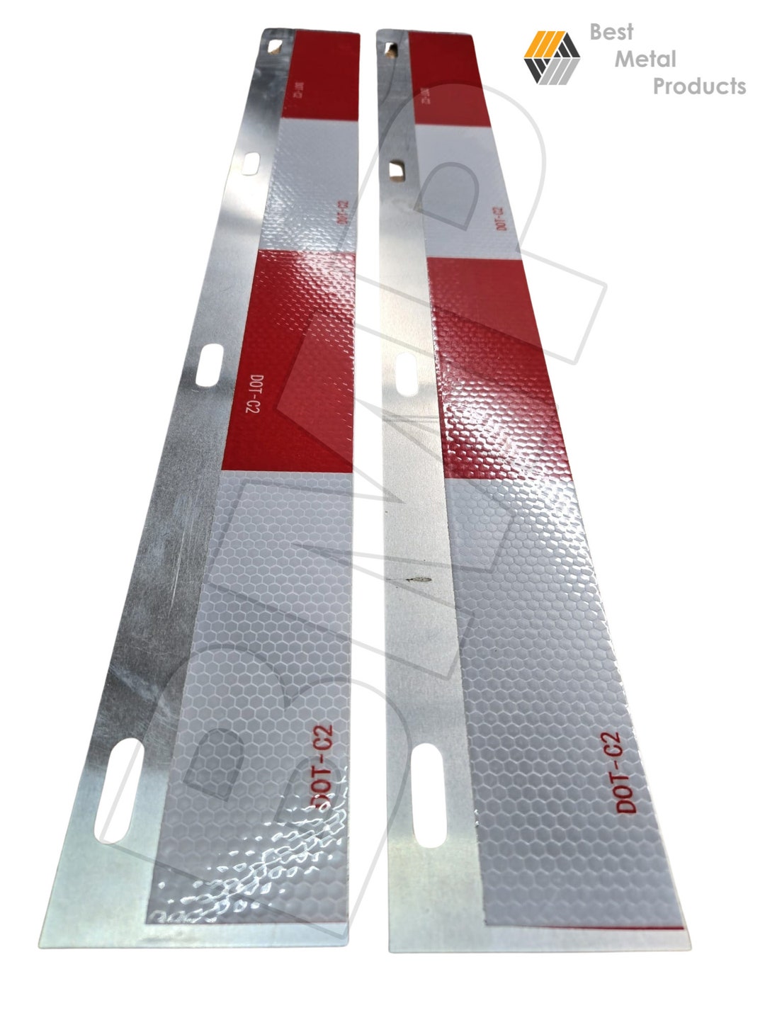 2pc 24" X 3" Aluminum Mud Flap Hanger Top Plates DOT Reflector Strips ...