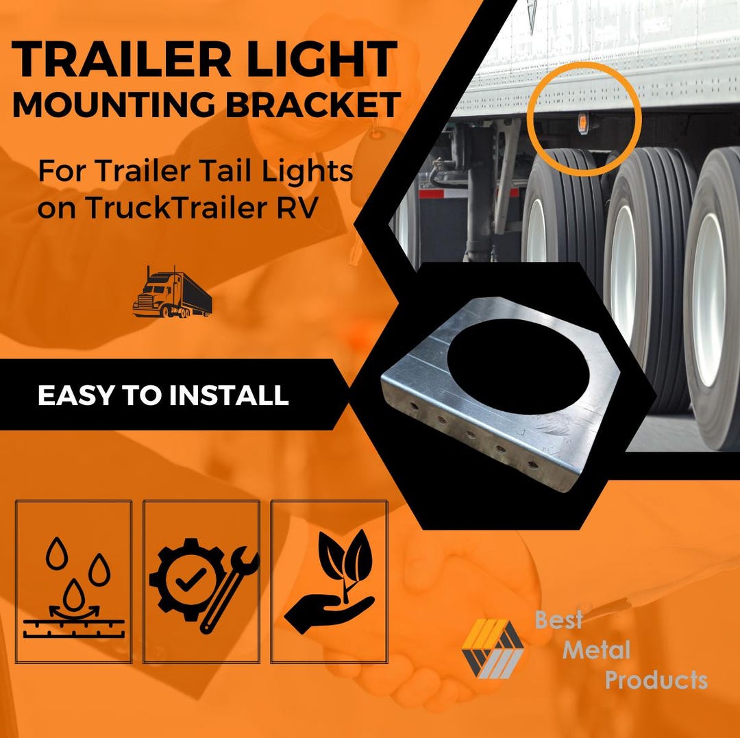 Trailer Light Mounting Bracket – 14-gauge Aluminum Bracket for 2" Round ...