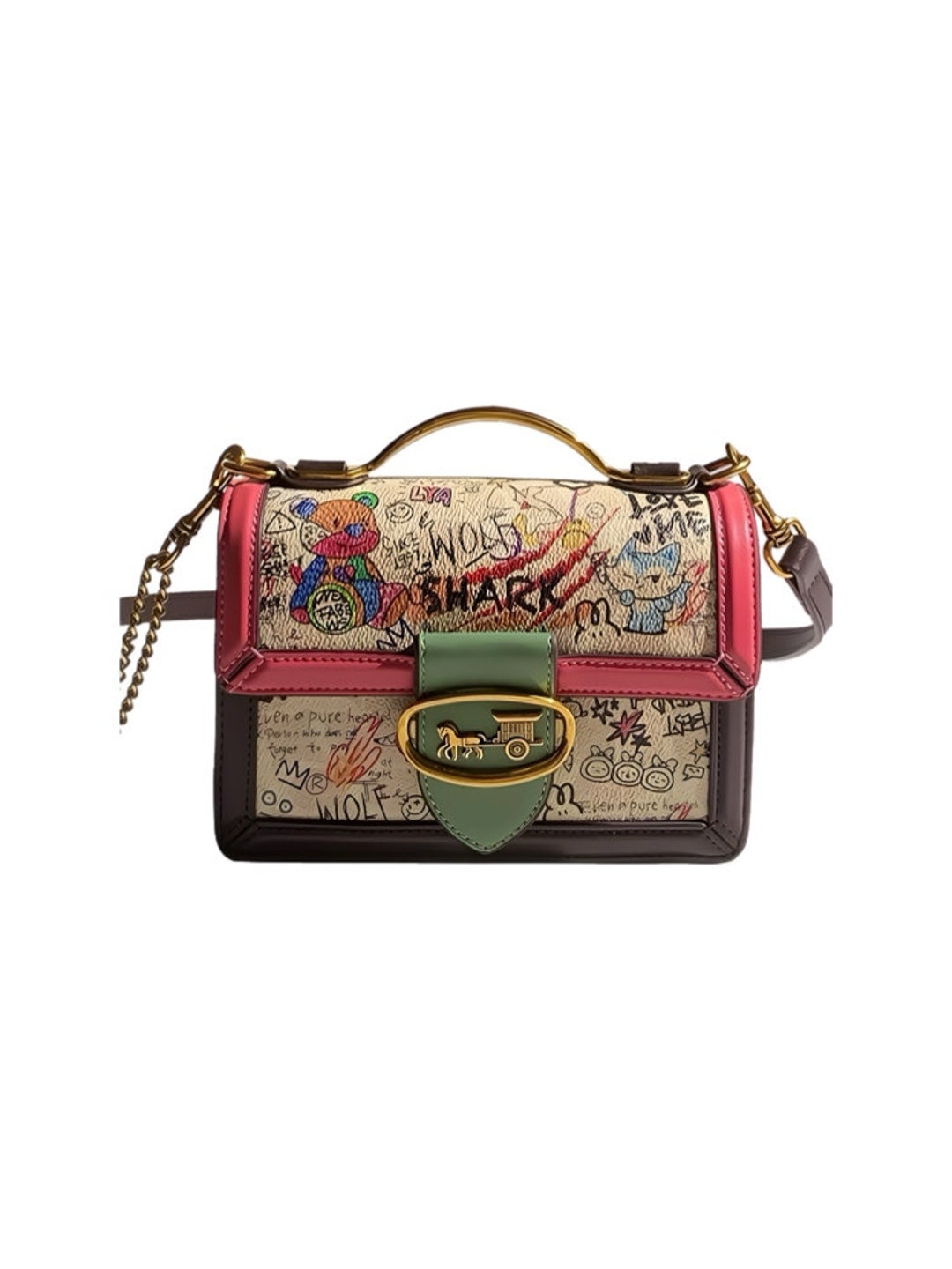 GRAFFITI Small Crossbody SQUARE Bag, PU Leather Small Handbags Perfect ...