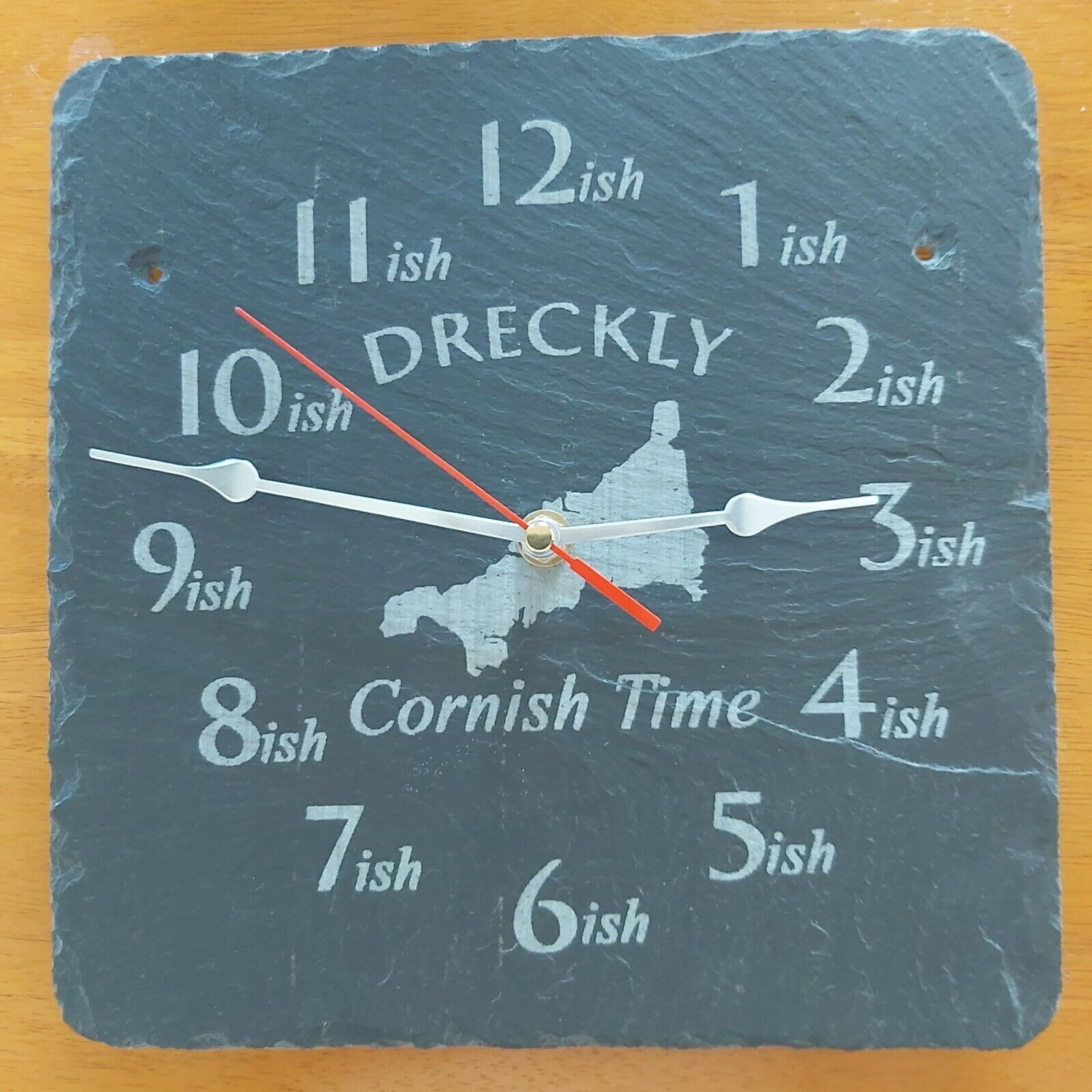 Dreckly Slate Clock Etched in Cornwall Map Design Cornish - Etsy UK