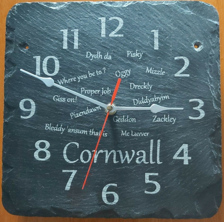 Dreckly Slate Clock Etched in Cornwall Cornish Sayings | Etsy UK