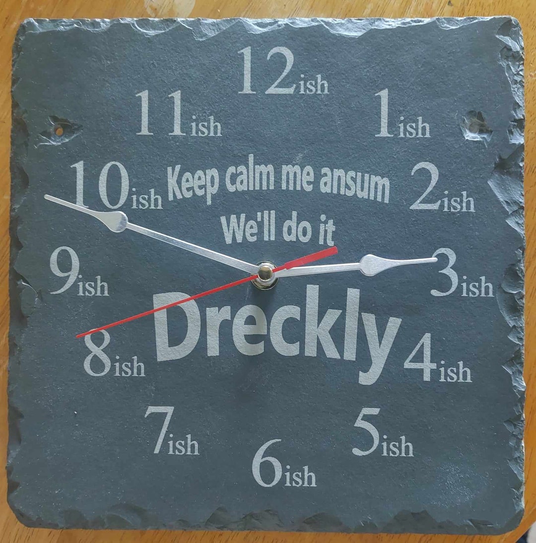 Etched Slate Clock: Cornish 'dreckly' Design, Cornwall Gift - Etsy UK