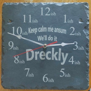 Etched Slate Clock: Cornish 'dreckly' Design, Cornwall Gift - Etsy UK