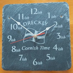Dreckly Slate Clock - Etched in Cornwall Flag Design Cornish Clock ...
