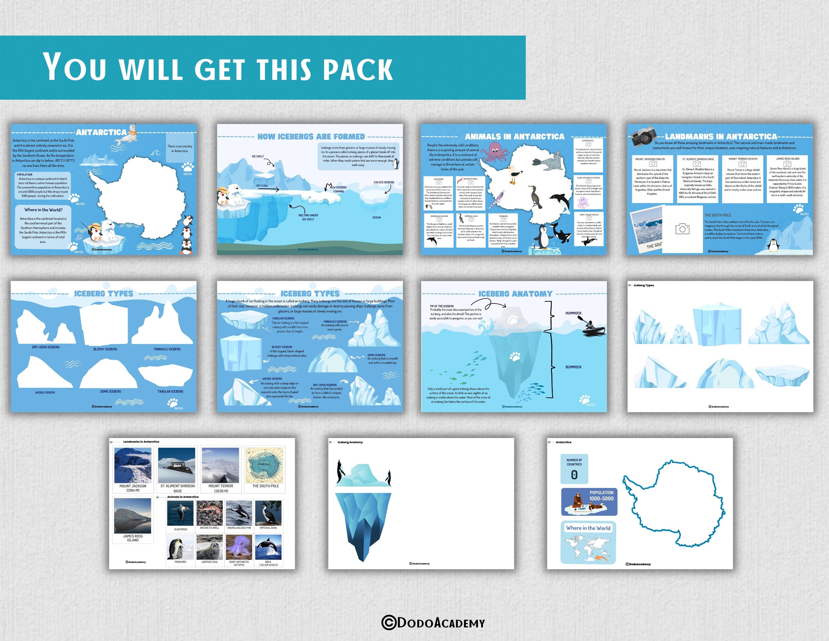Antarctica Continents & Oceans Printable Activity Pack World - Etsy