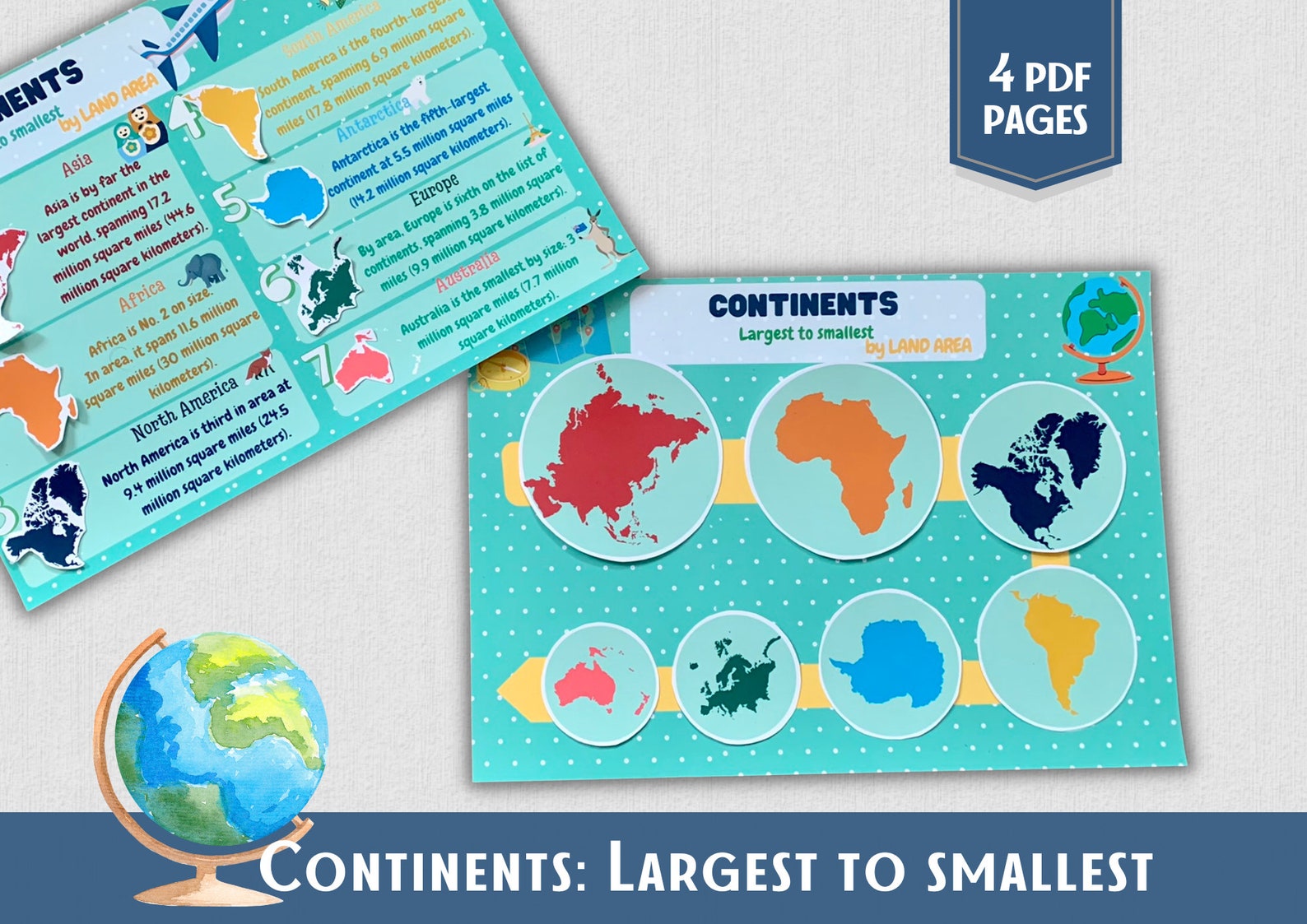 Continents Printable Activity Pack World Geography Busy Book Map ...