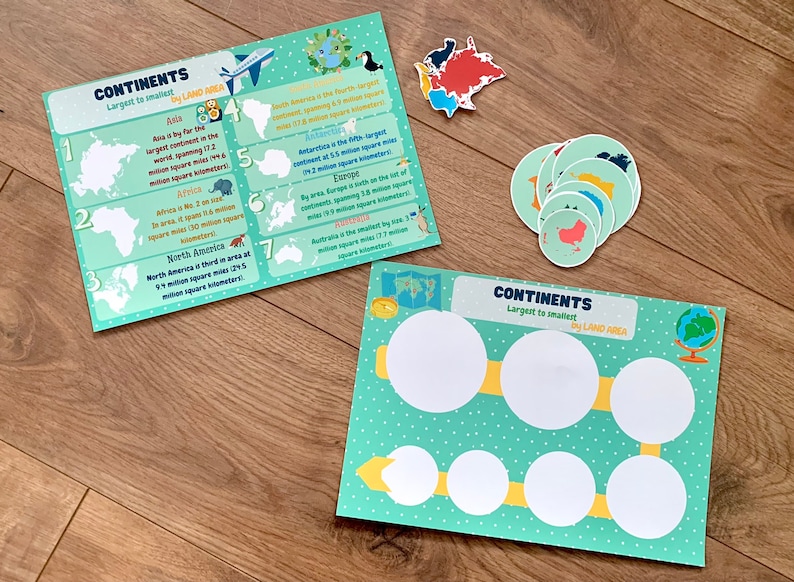Continents & Oceans Printable Activity and Flashcards Pack - Etsy
