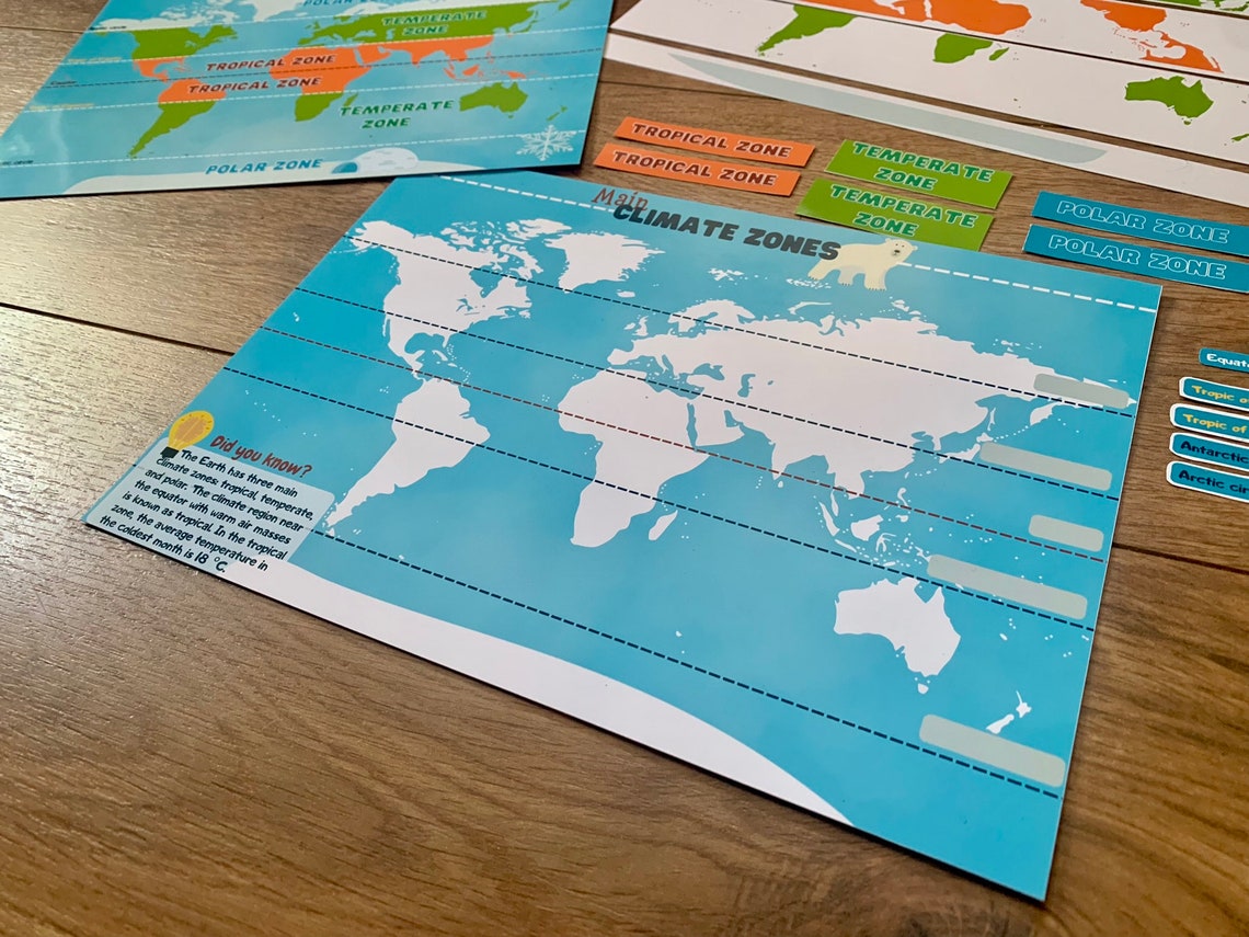 Main Climate Zones Printable Activity Pack World Geography | Etsy
