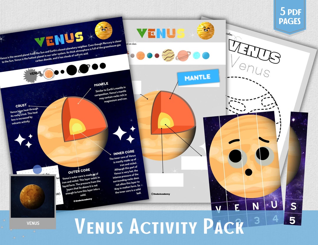 Venus Activity Pack Solar System Busy Book Pages Outer Space Learning ...
