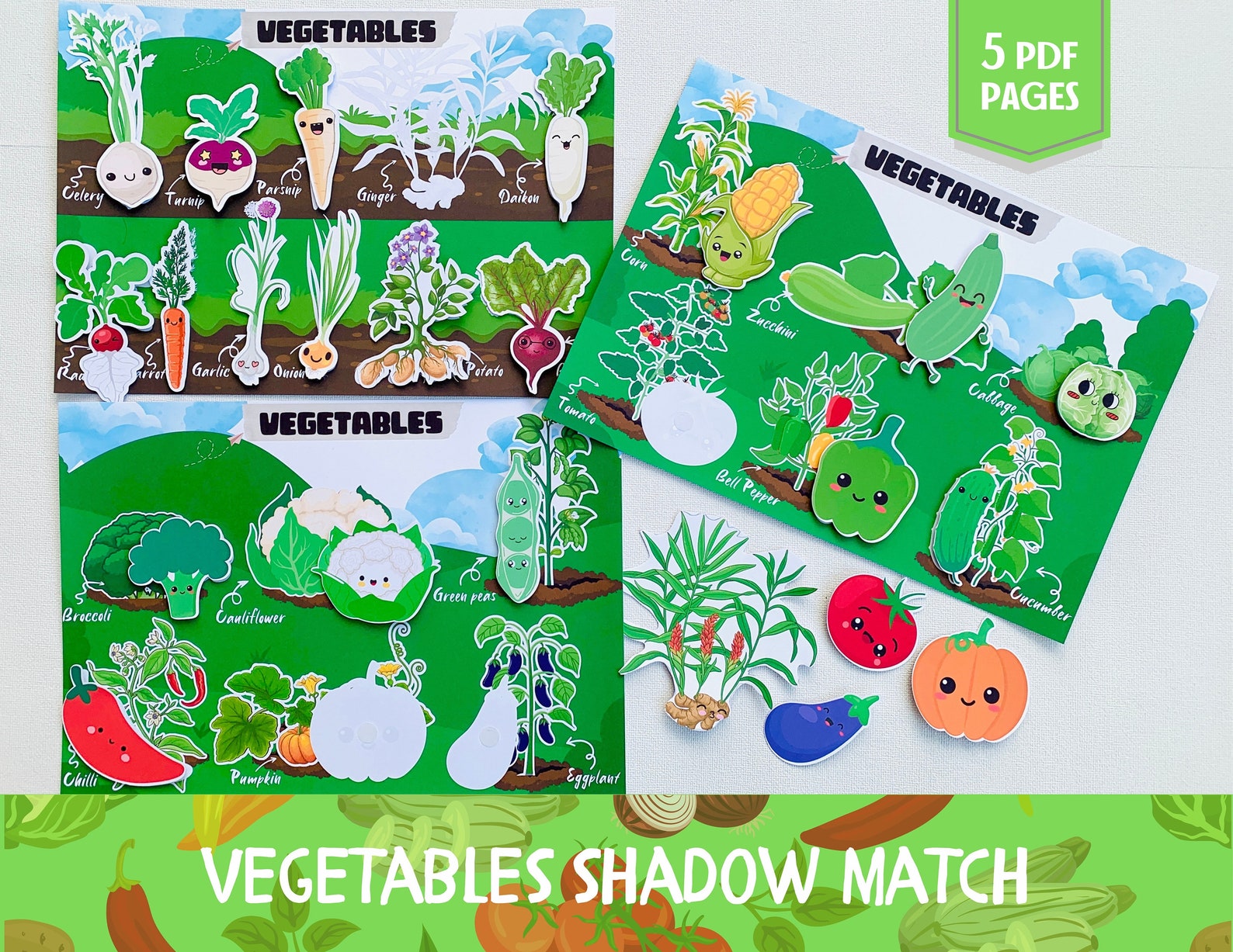 Vegetables Sorting Worksheet Fruits and Vegetable Shadow Matching ...