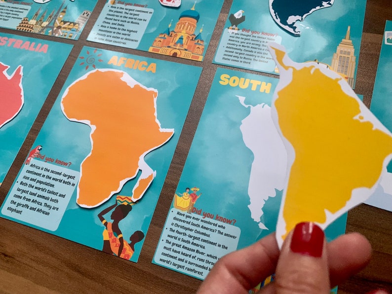 Continents & Oceans Printable Activity and Flashcards Pack - Etsy