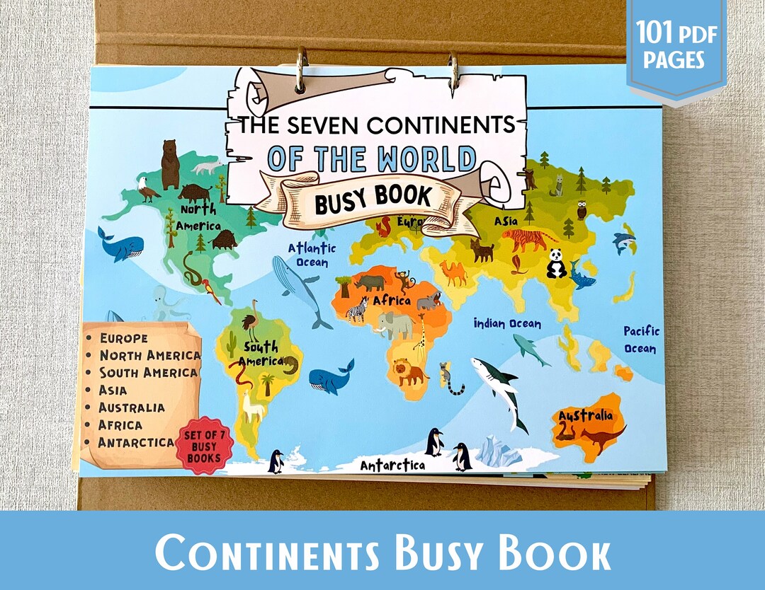 Continents of the World Busy Book: Montessori Geography (PDF) - Etsy